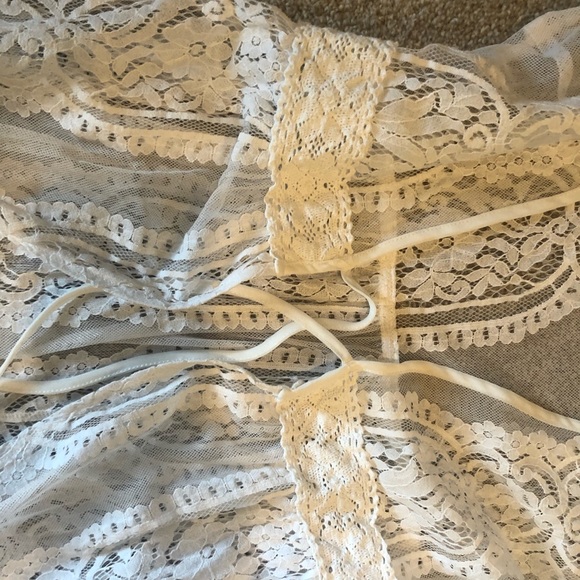 Aakaa | Tops | Nwt Beautiful White Full Lace Long Duster | Poshmark
